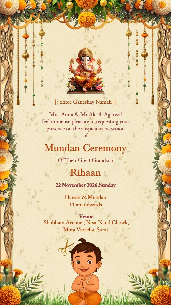 Mundan Card Format PDF | Mundan Ceremony Card Templates